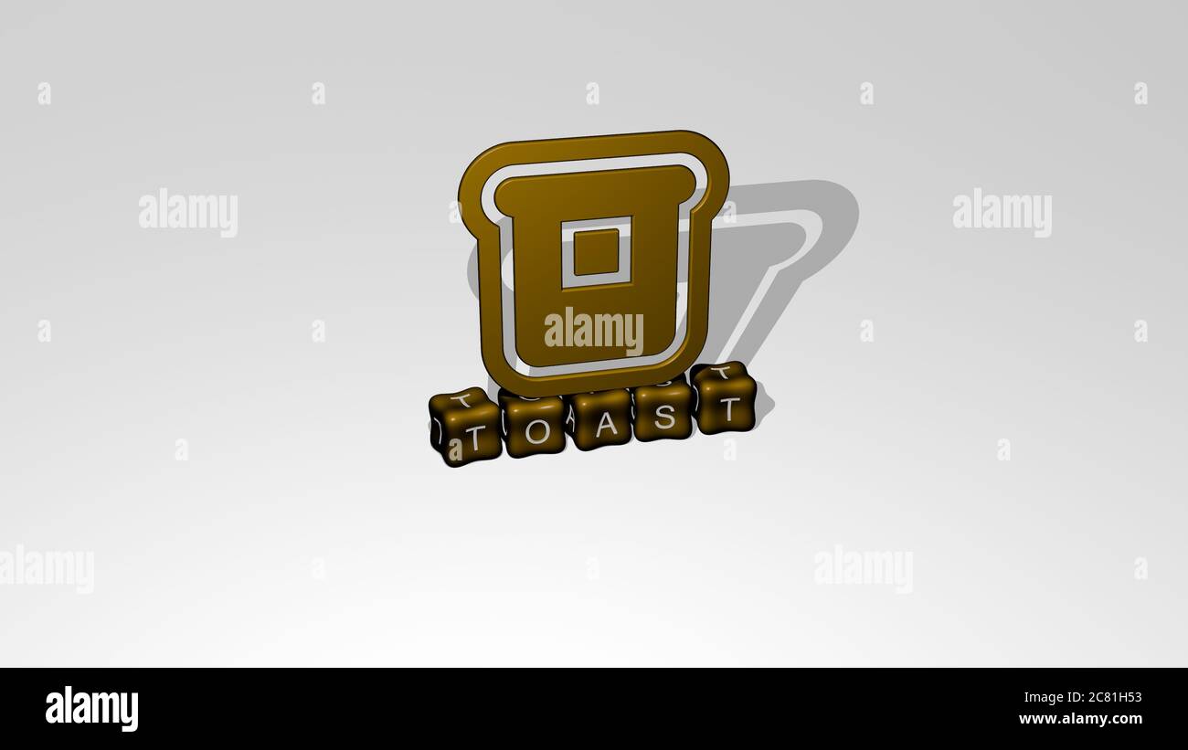 3D illustration of TOAST graphics and text made by metallic dice ...