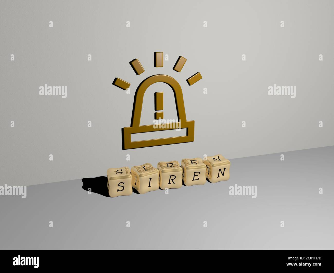 3D representation of SIREN with icon on the wall and text arranged by ...