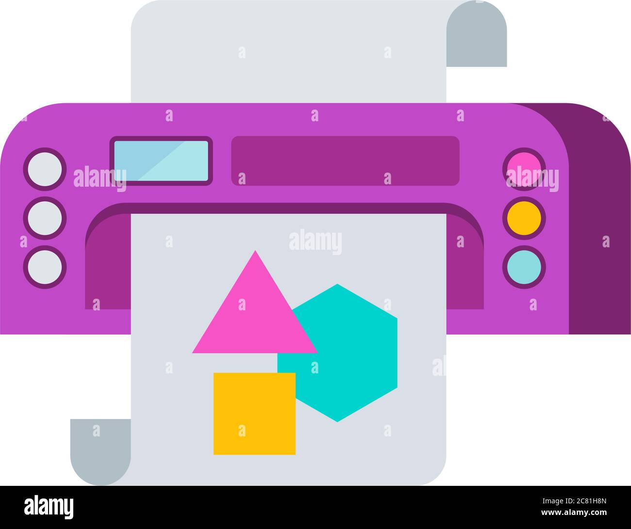 Printer for color printing. Flat vector cartoon illustration Stock ...