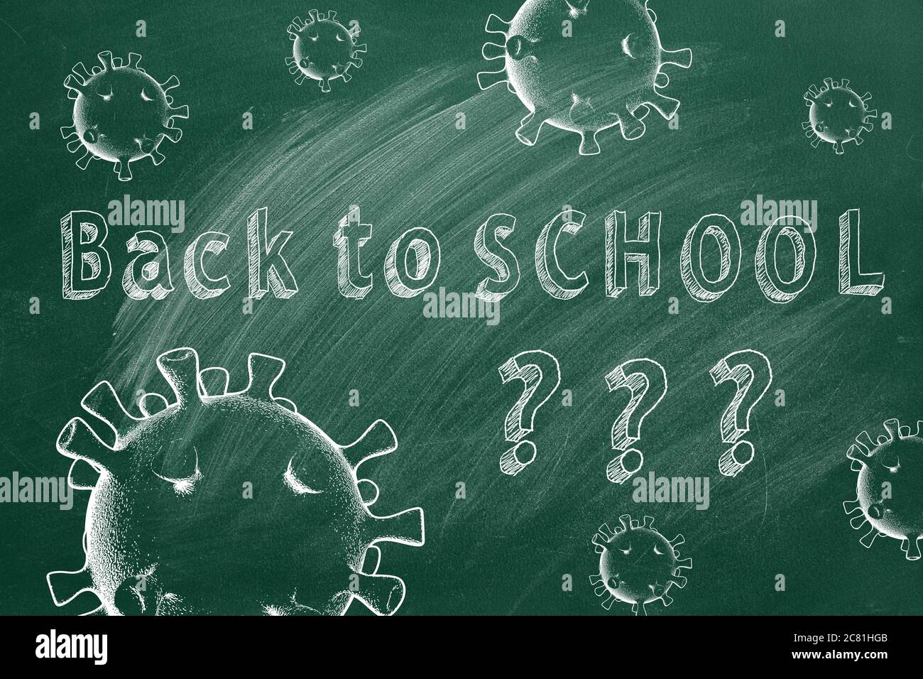 Hand drawing and animated text "Back to School ???" on blackboard ...