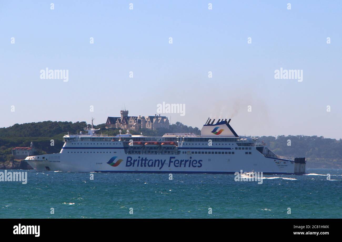 Brittany Ferry Cap Finistere arriving to the port of Santander seen ...