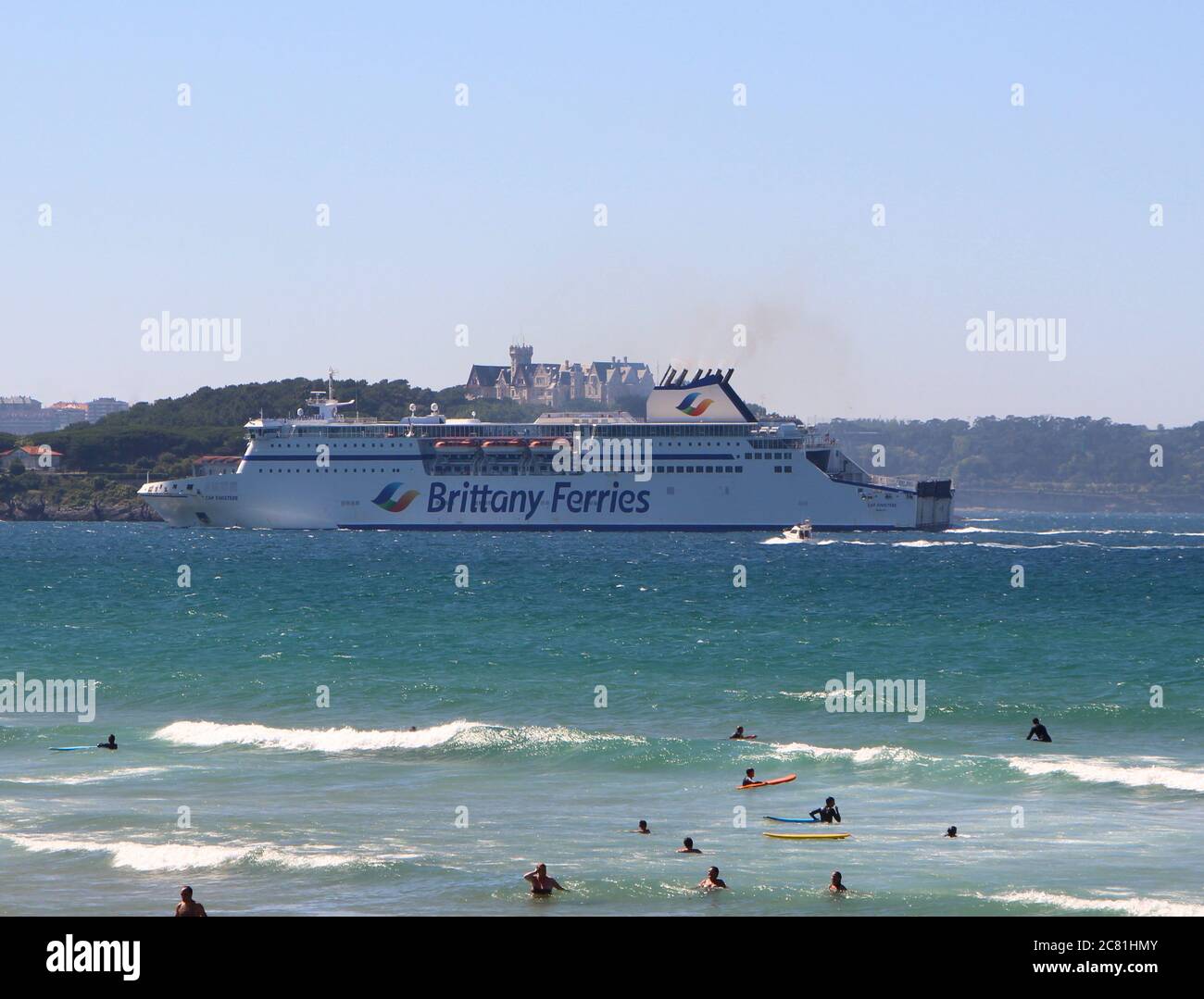 Brittany Ferry Cap Finistere arriving to the port of Santander seen ...