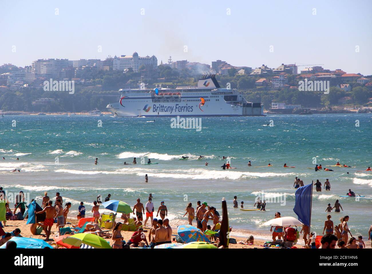 Brittany Ferry Cap Finistere arriving to the port of Santander seen ...
