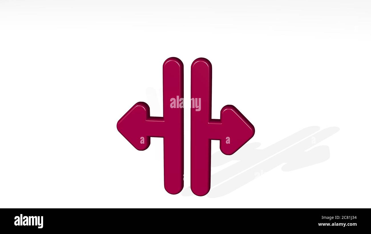 EXPAND HORIZONTAL LEFT RIGHT stand with shadow. 3D illustration of ...