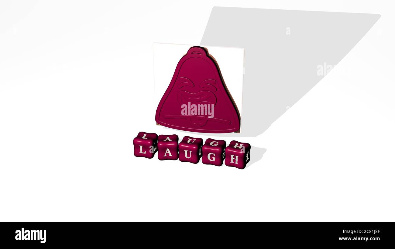 3D representation of laugh with icon on the wall and text arranged by ...