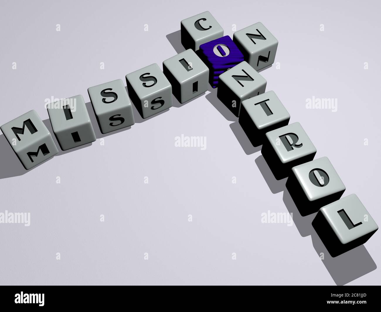 combination of MISSION CONTROL built by cubic letters from the top ...