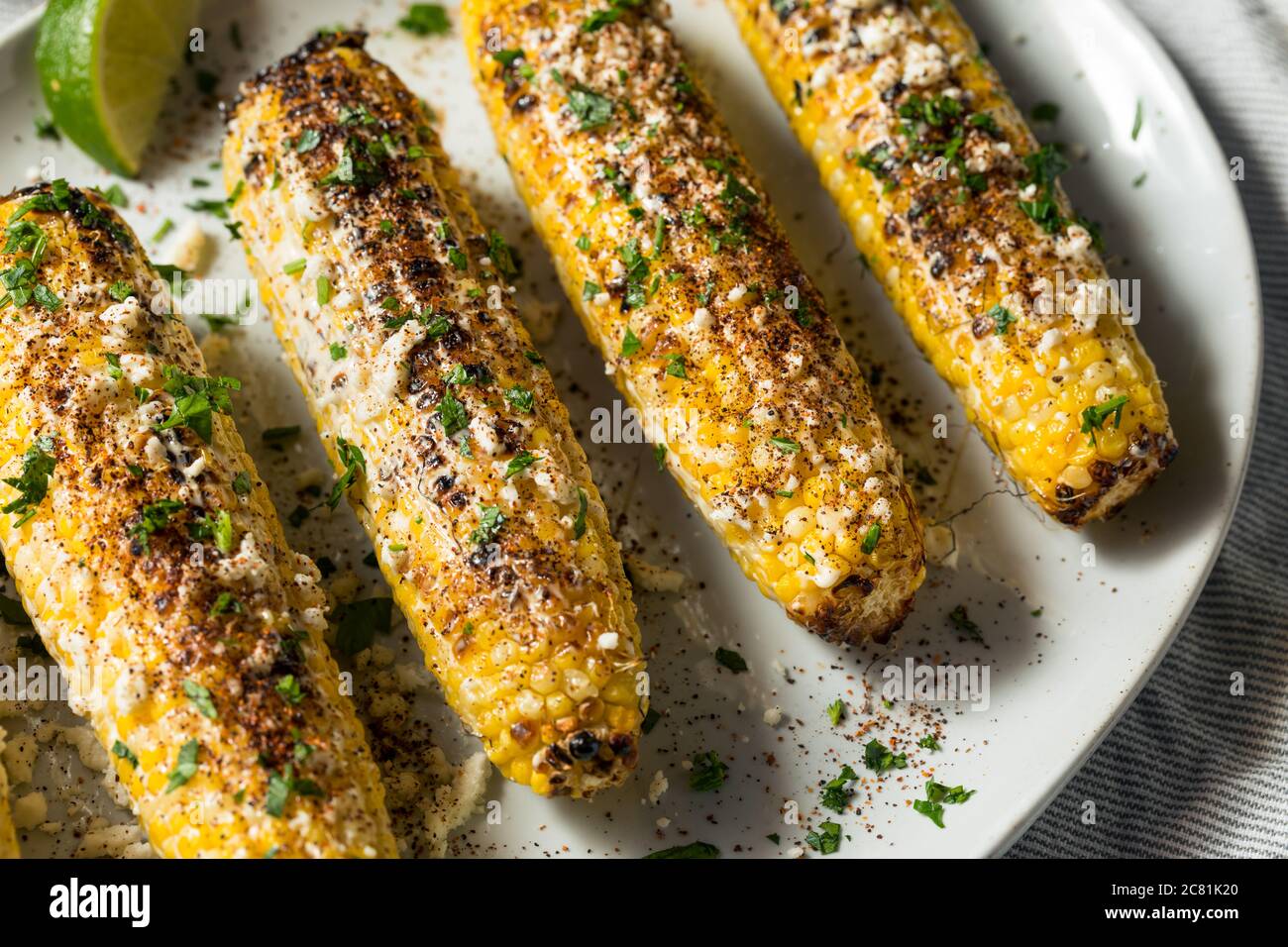 Homemade Spicy Elote Mexican Street Corn with Mayo Lime and Cheese ...