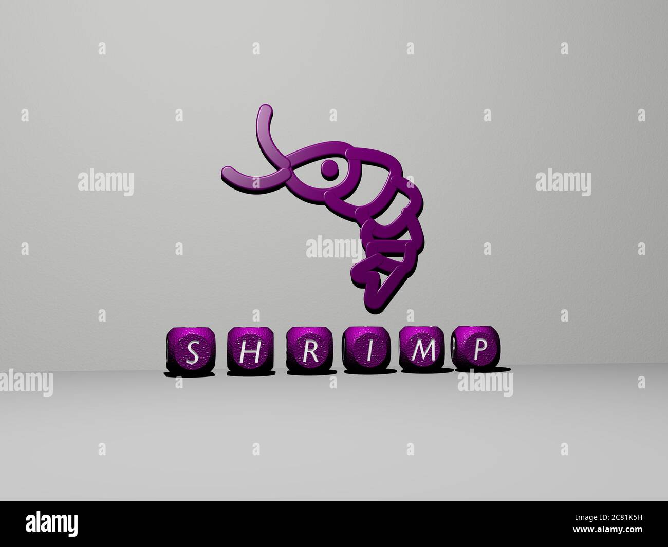 3D representation of SHRIMP with icon on the wall and text arranged by ...