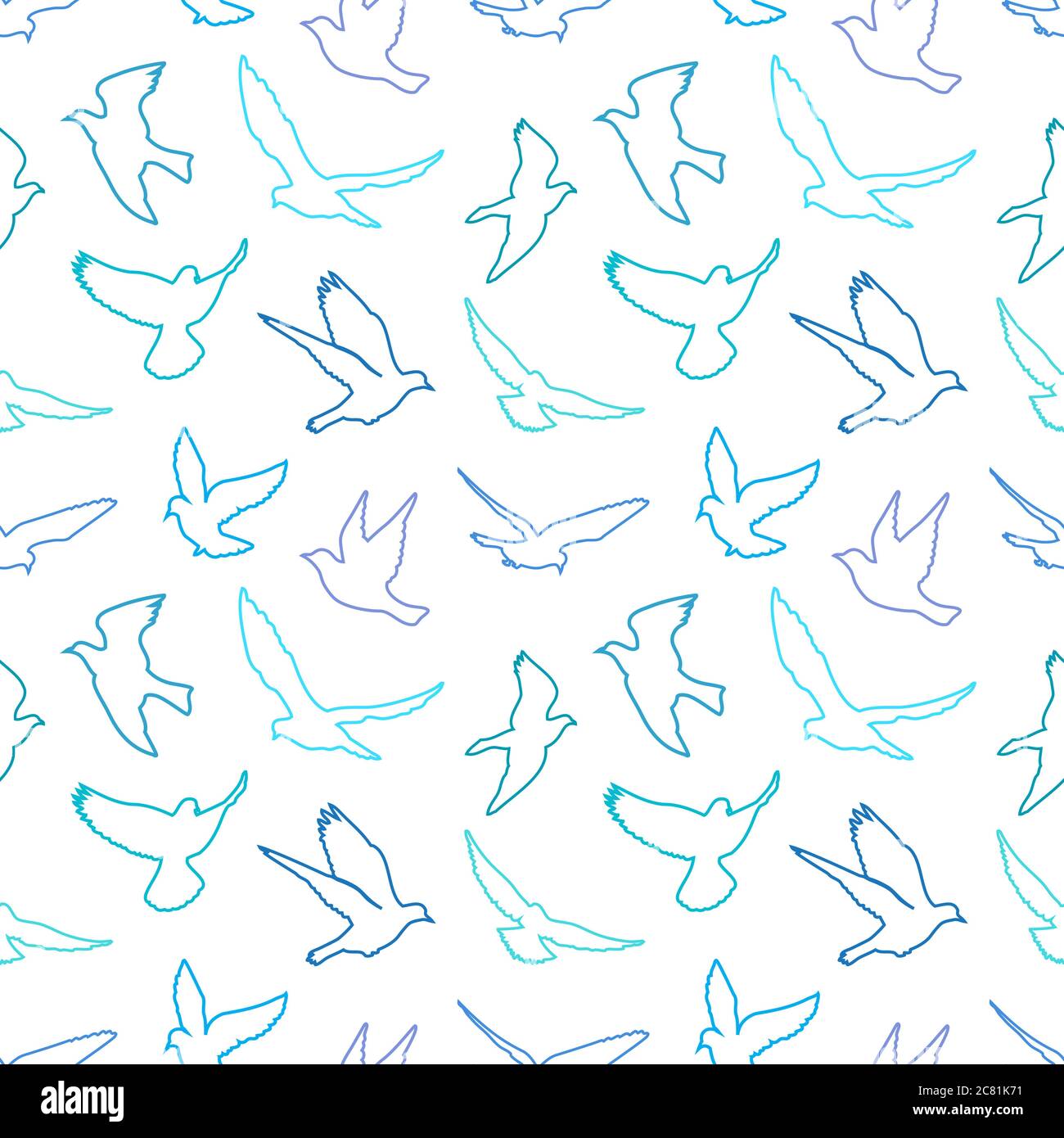 Birds silhouettes - flying seamless pattern Stock Vector Image & Art ...