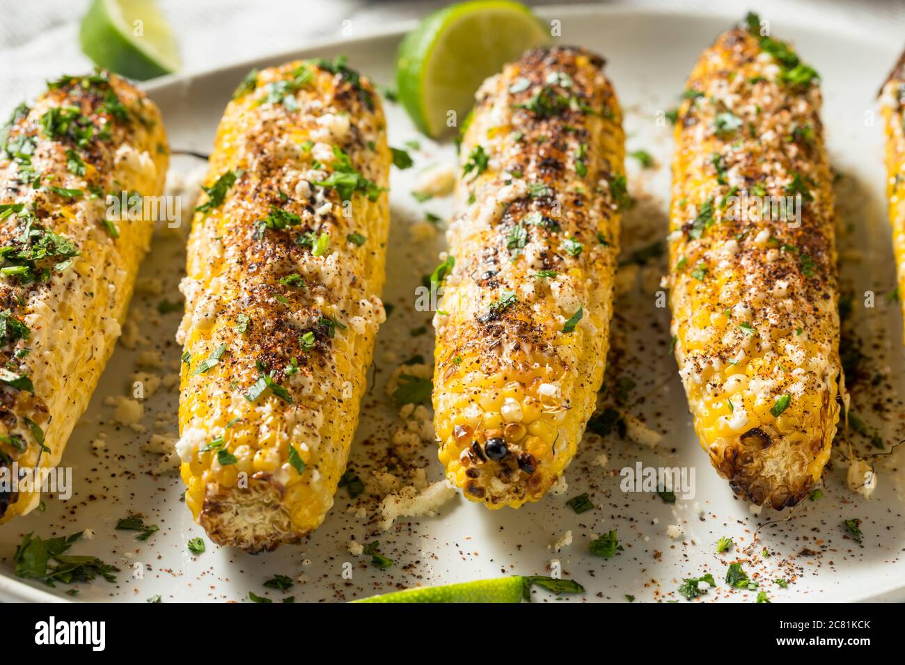 Homemade Spicy Elote Mexican Street Corn with Mayo Lime and Cheese ...