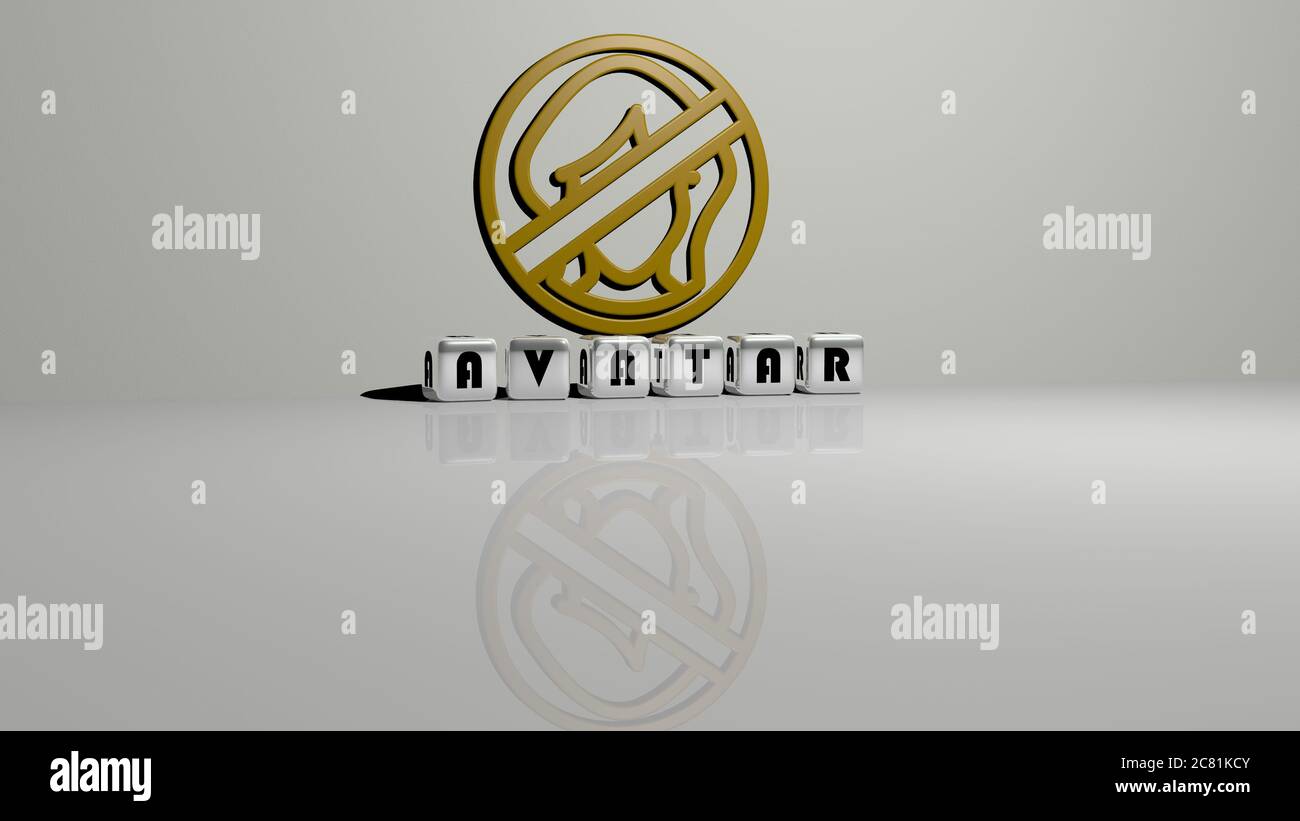 3D representation of AVATAR with icon on the wall and text arranged by ...