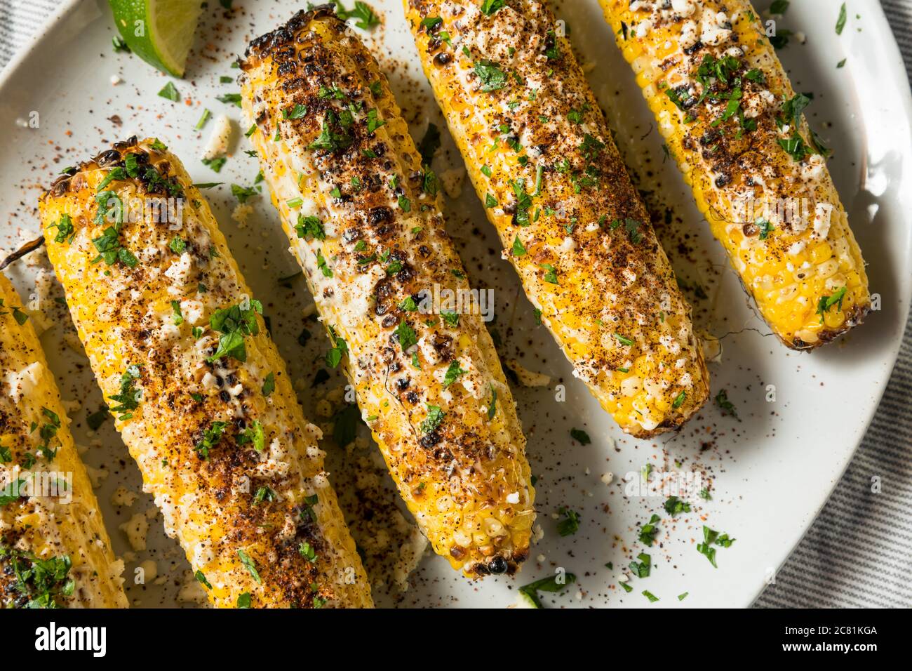 Homemade Spicy Elote Mexican Street Corn with Mayo Lime and Cheese ...