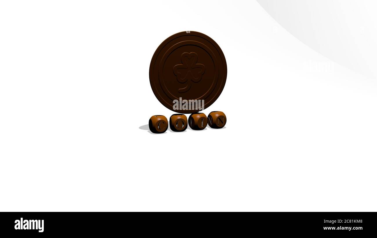 3D representation of coin with icon on the wall and text arranged by ...