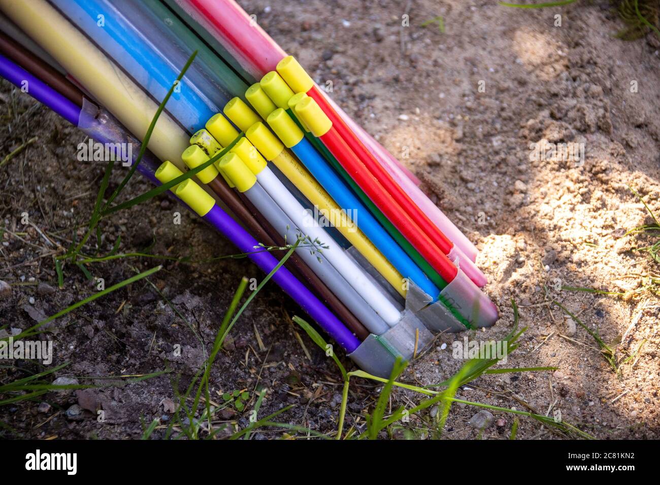 Timmendorf, Germany. 13th July, 2020. A bundle of coloured empty ...