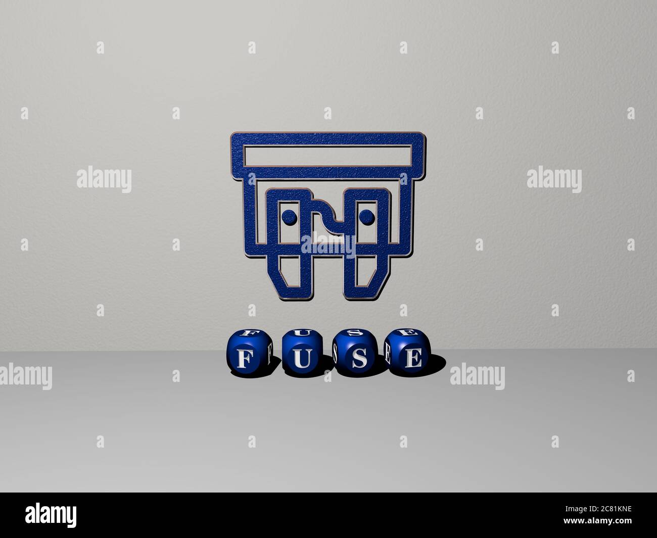 3D graphical image of fuse vertically along with text built by metallic ...