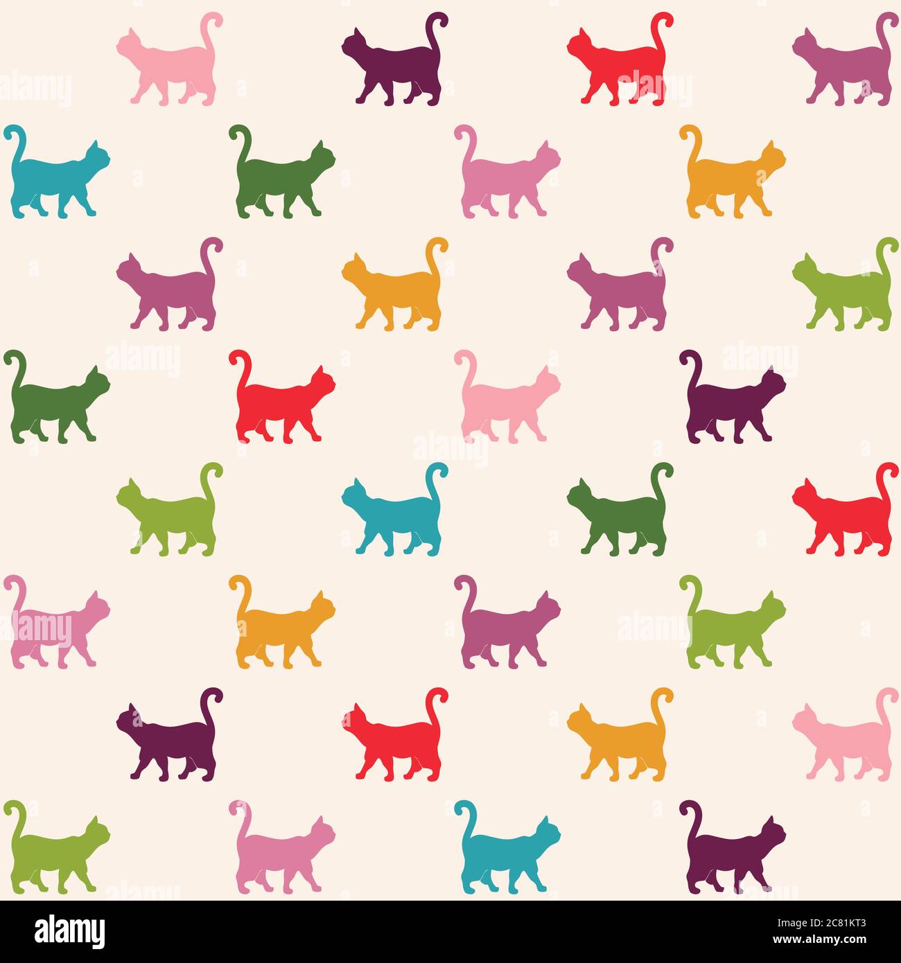 Seamless pattern. Texture with colorful cats curved tails Stock Vector ...