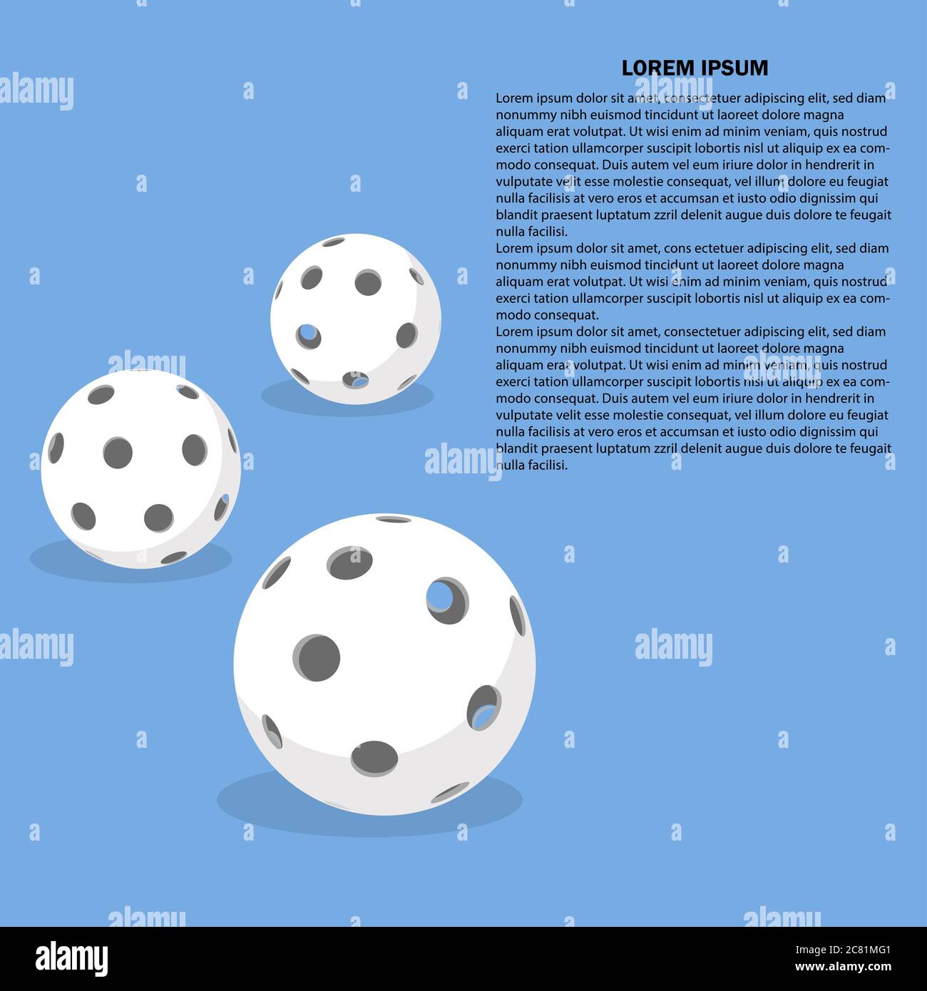 Floorball background. Three floorball balls and text. Vector ...