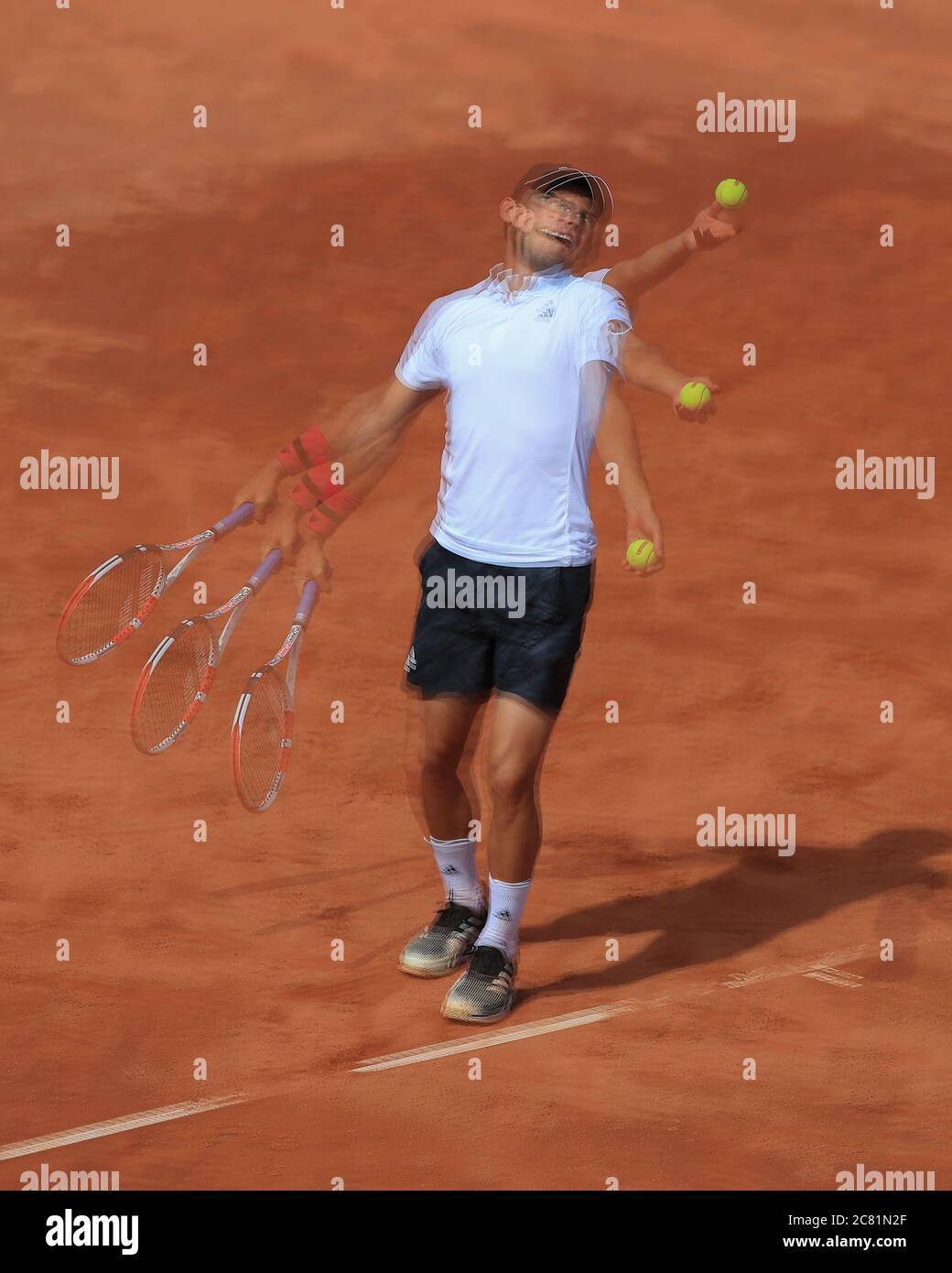 Tennis player Dominic Thiem of Austria in action at Kitzbuehel, Tyrol ...