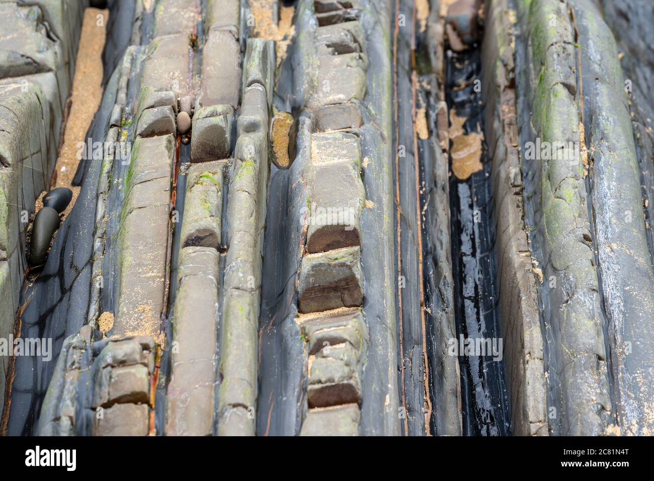 Geological rock layers.Close-up abstract shot of the rock face Stock ...