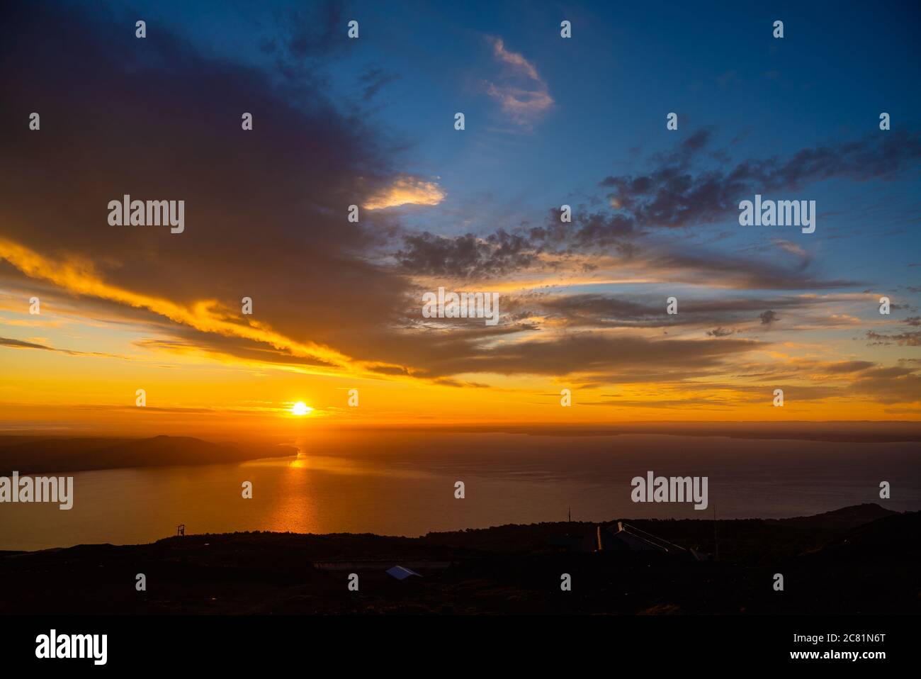 beautiful sunset over the lake llanquihue and clouds formations. Puerto ...