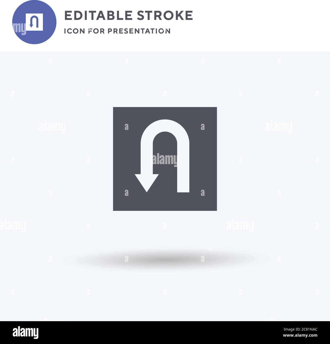 Turn icon vector, filled flat sign, solid pictogram isolated on white ...