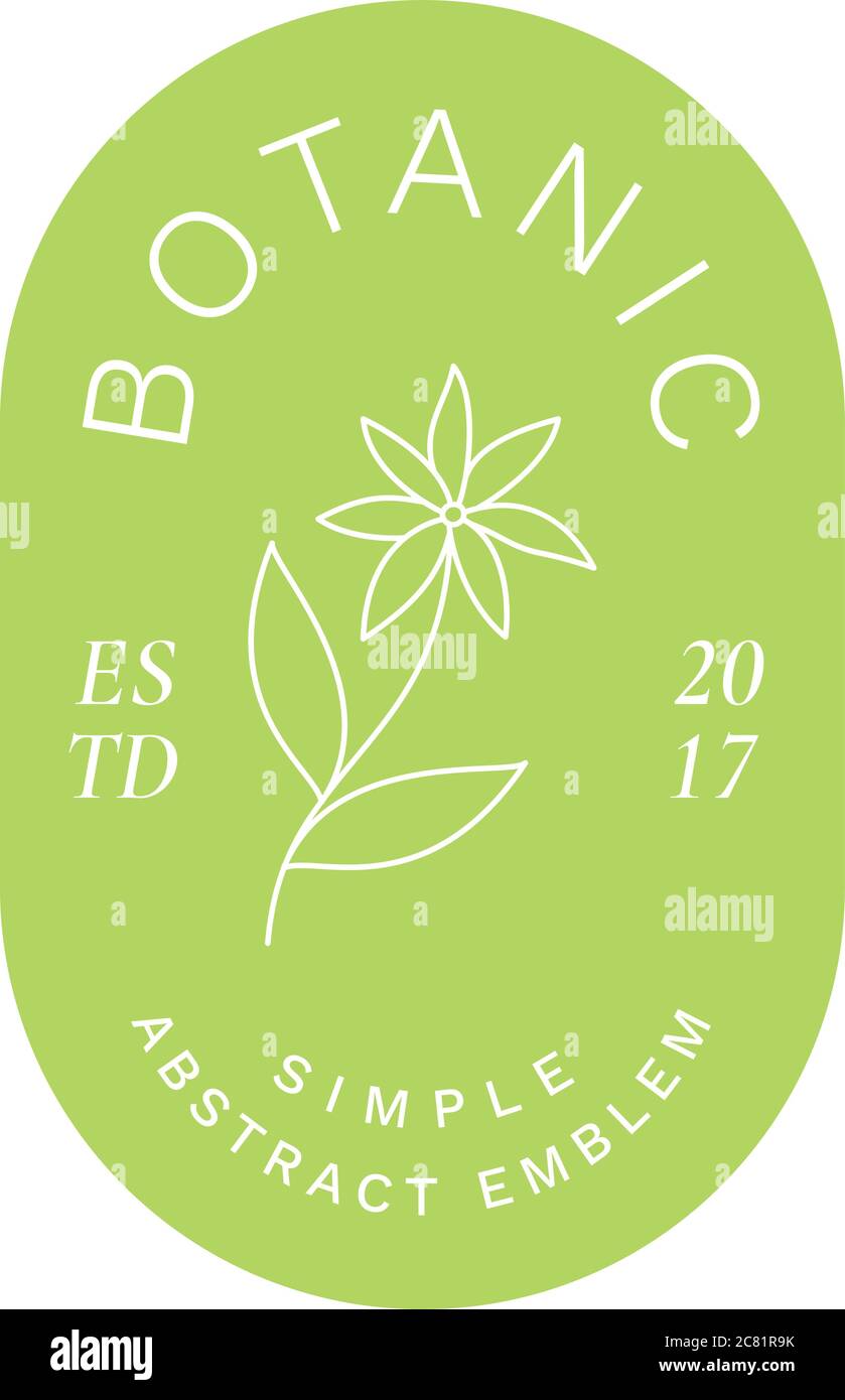 Simple Abstract Botanical Label, Emblem or Logo Template. Line Style ...