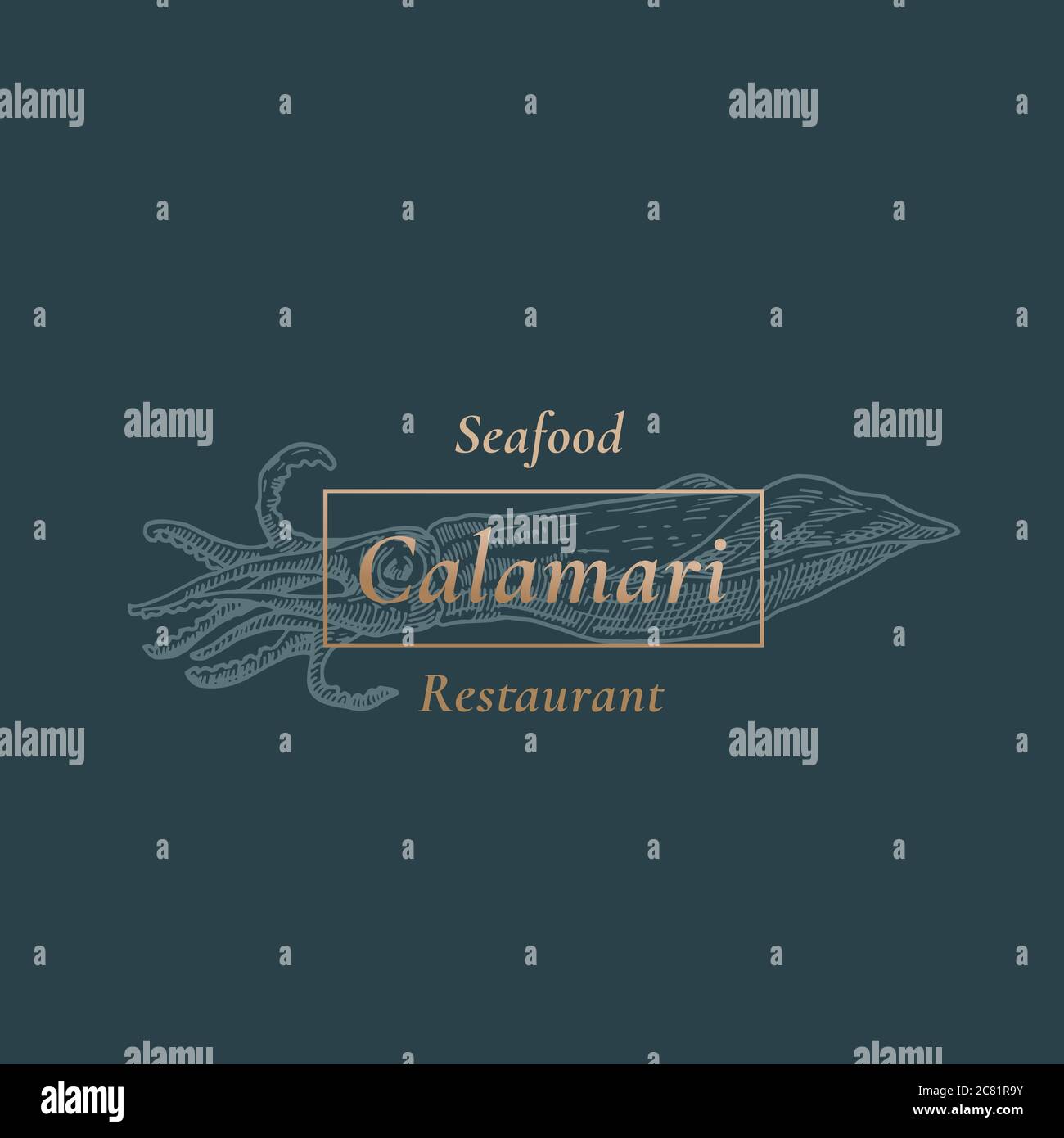 Squid Seafood Restaurant. Abstract Vector Sign, Symbol or Logo Template ...