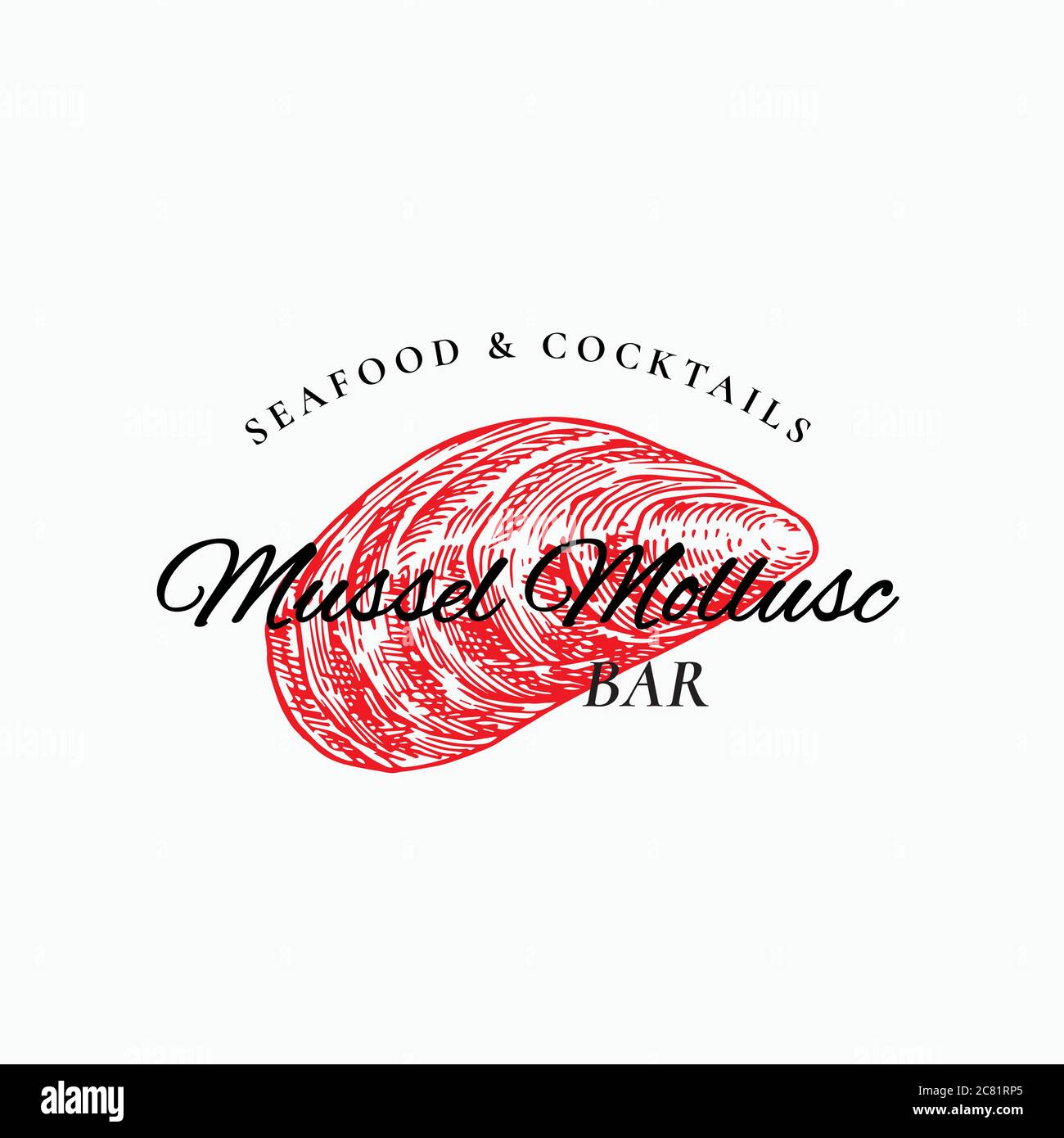 Mussel Mollusc Abstract Vector Sign, Symbol or Logo Template. Hand ...