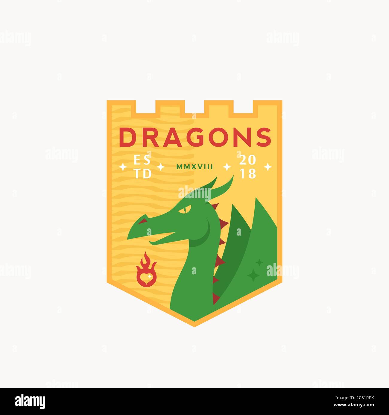 Dragons Medeival Sports Team Emblem. Abstract Vector Sign, Symbol or ...