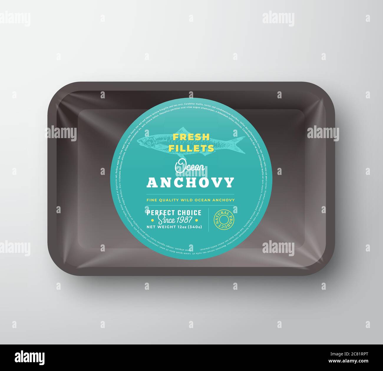 Ocean Anchovy Fillets. Abstract Vector Fish Plastic Tray with ...