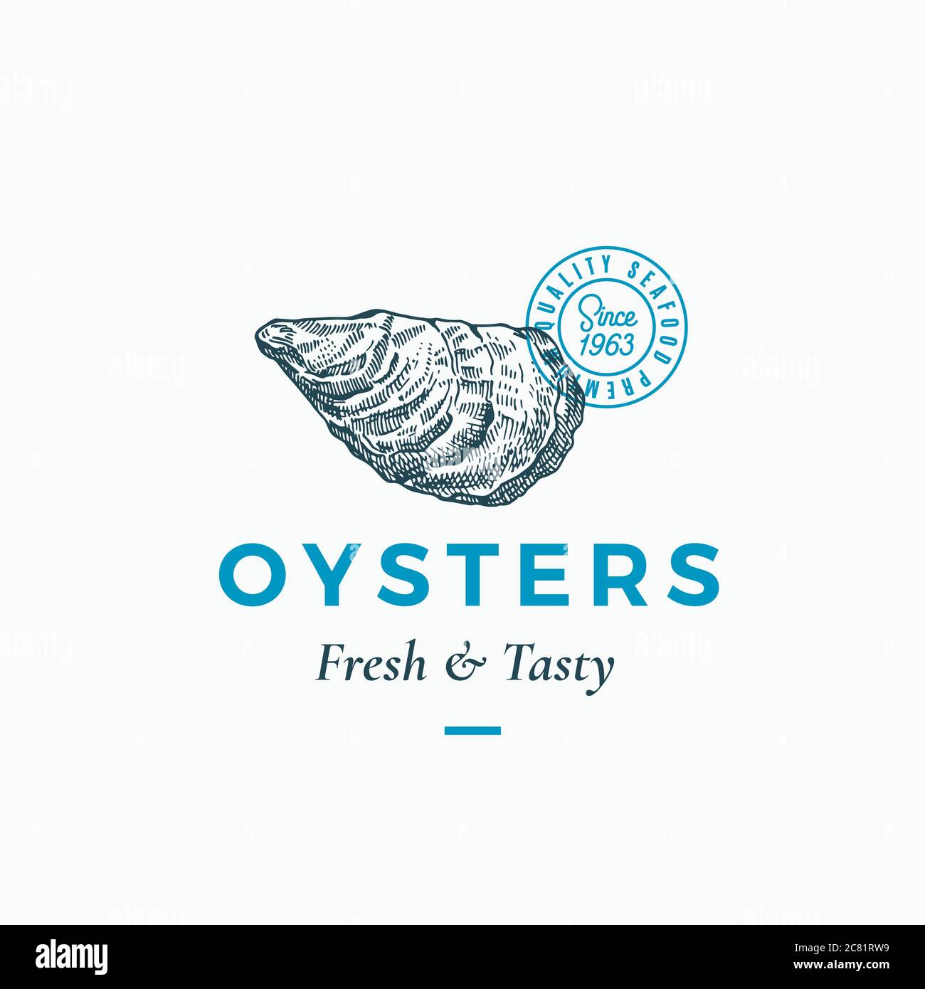 Fresh and Tasty Oysters Abstract Vector Sign, Symbol or Logo Template ...