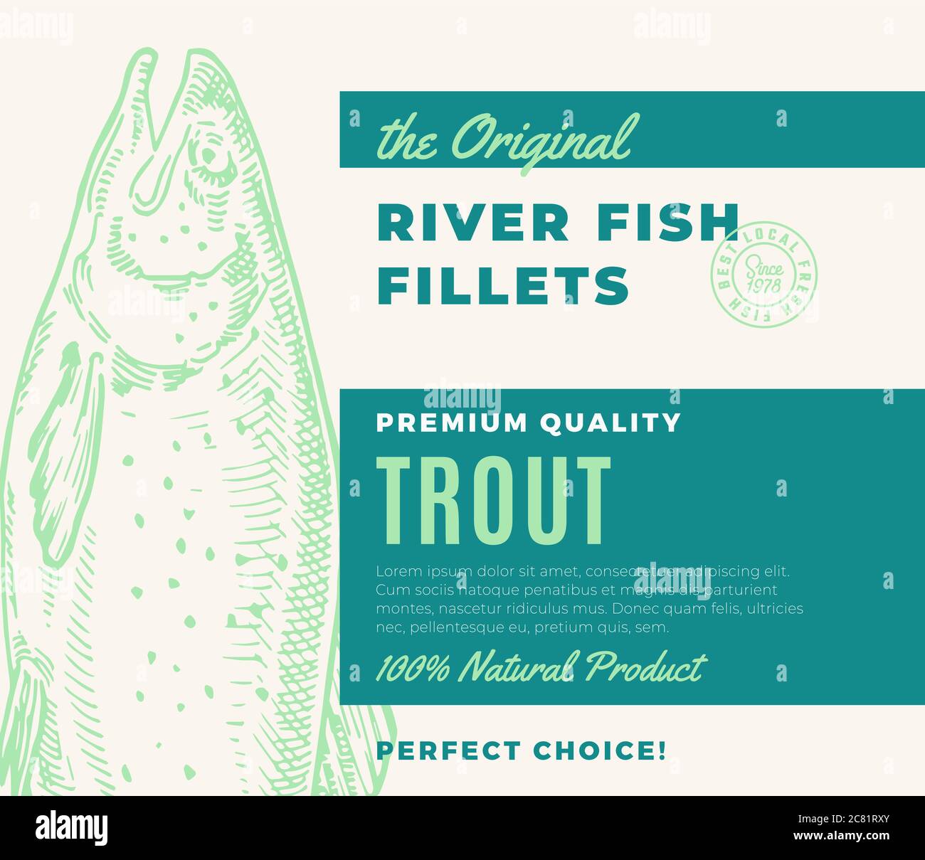 Premium Quality Fish Fillets. Abstract Vector Fish Packaging Design or ...