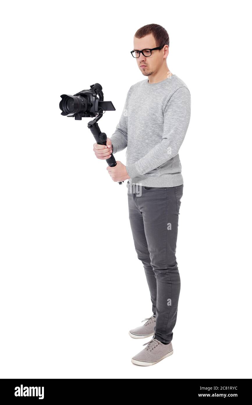Cameraman isolated full view Cut Out Stock Images & Pictures - Alamy