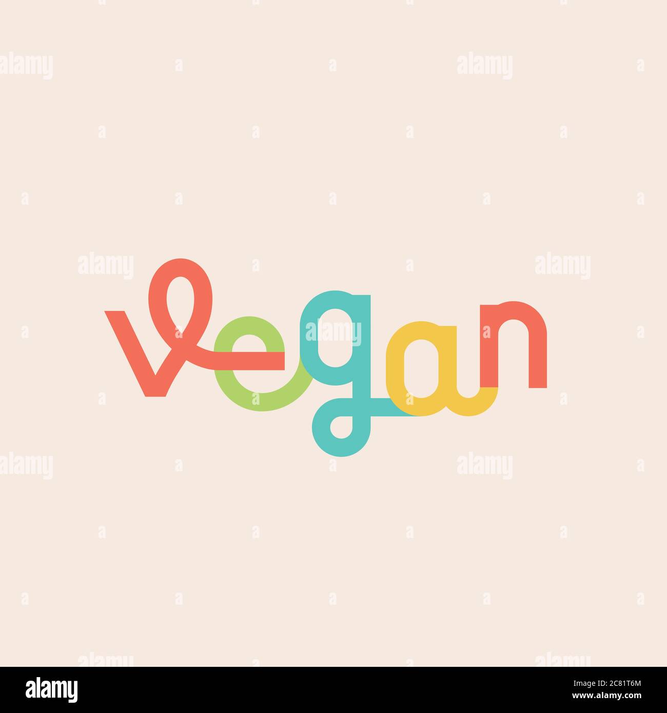 Vegan Abstract Vector Lettering Sign, Emblem or Logo Template. Vibrant ...