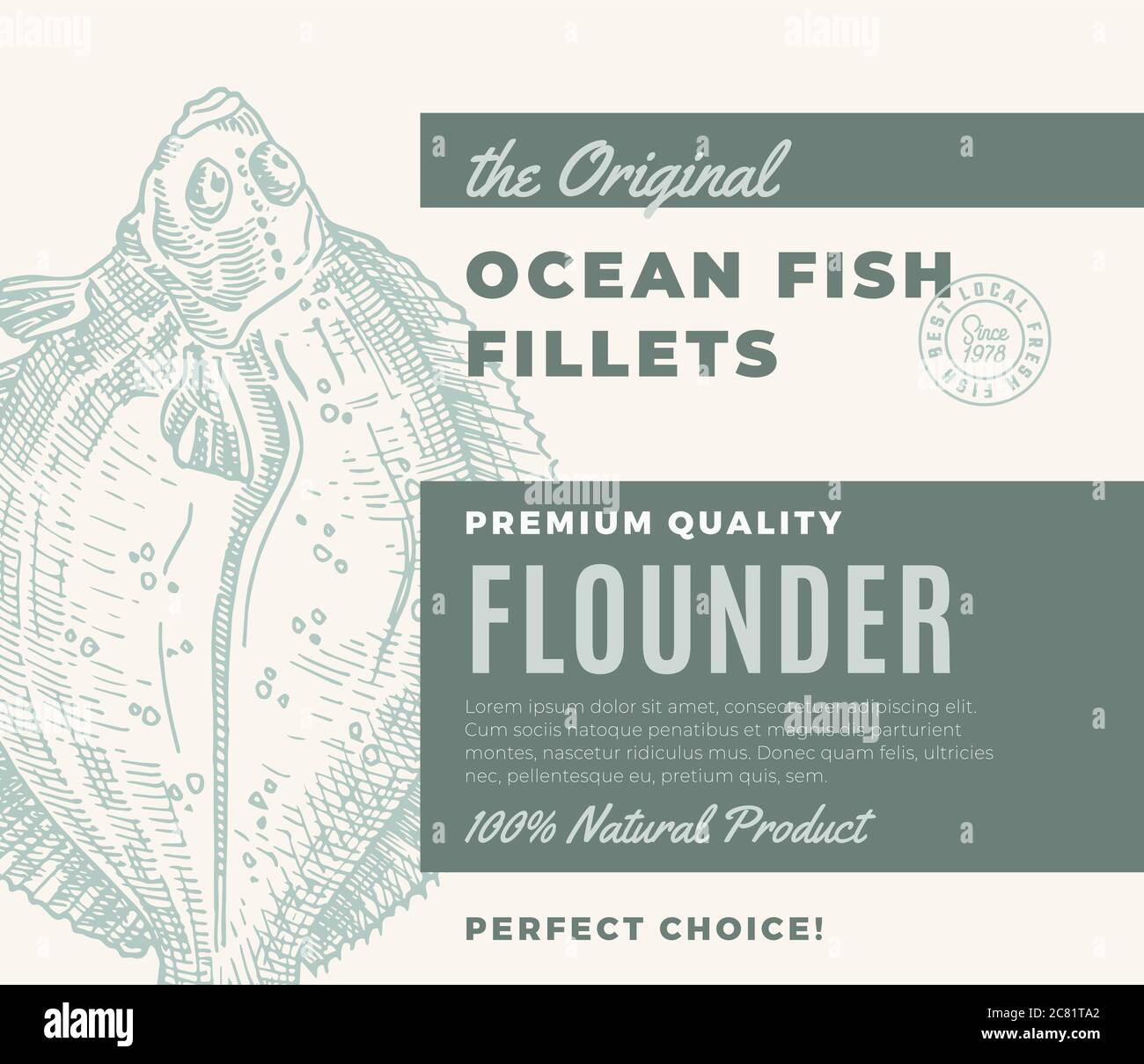 Premium Quality Fish Fillets. Abstract Vector Fish Packaging Design or ...