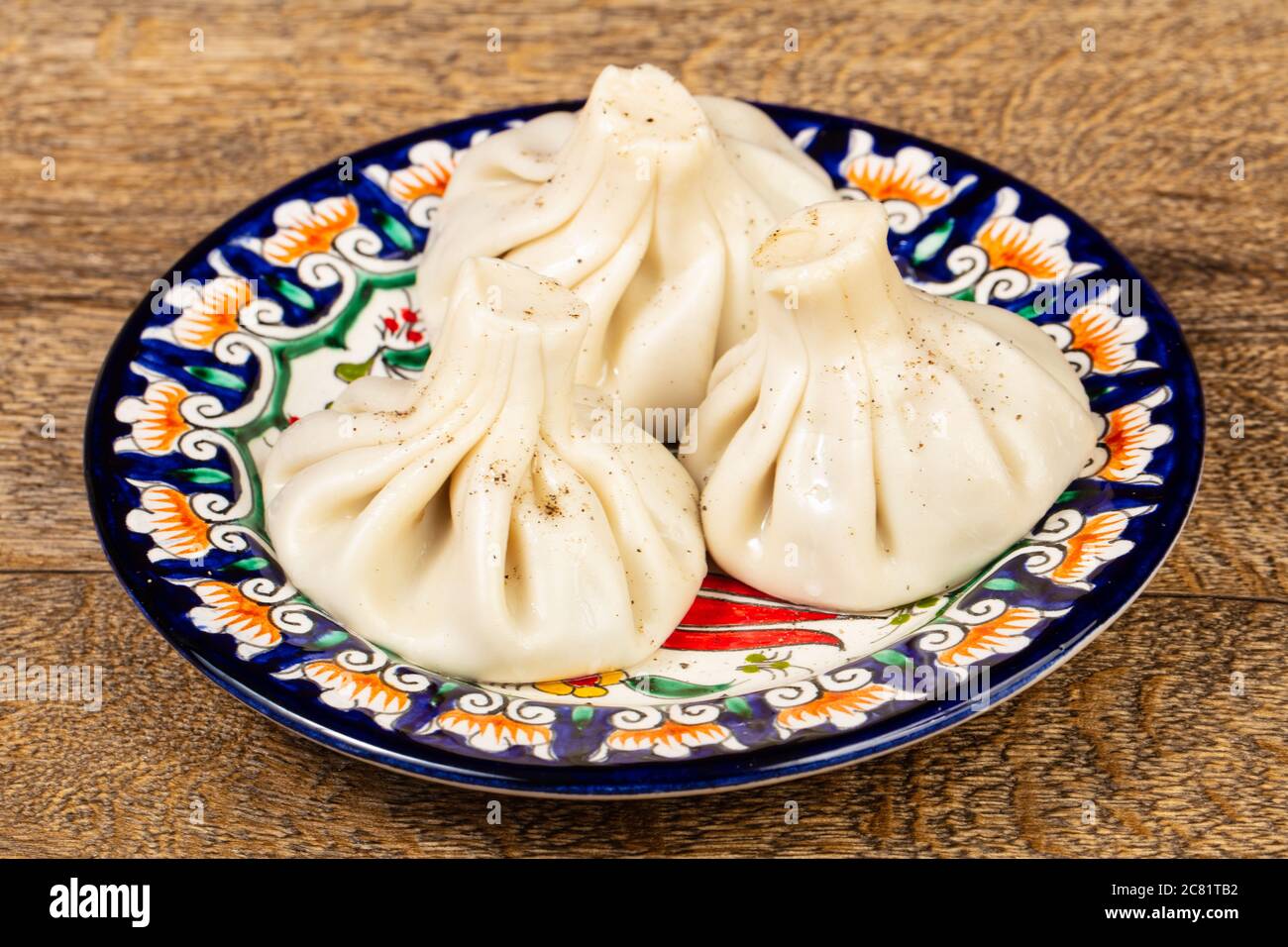 Georgian traditional Khinkali dumplings with meat Stock Photo - Alamy