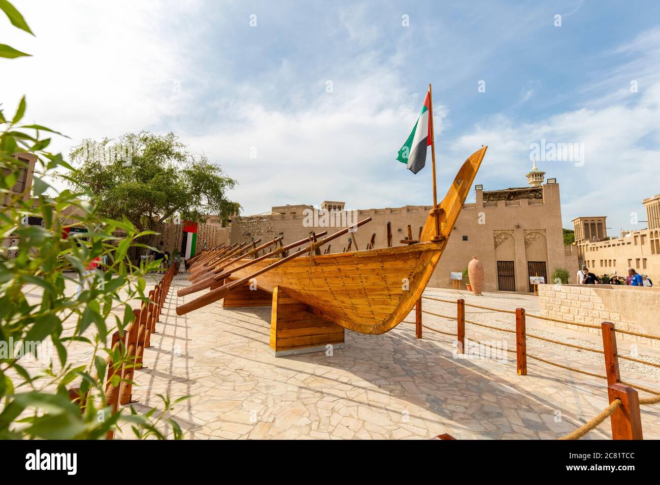 Historic ship sculpture in Old City of Dubai; Dubai, United Arab ...