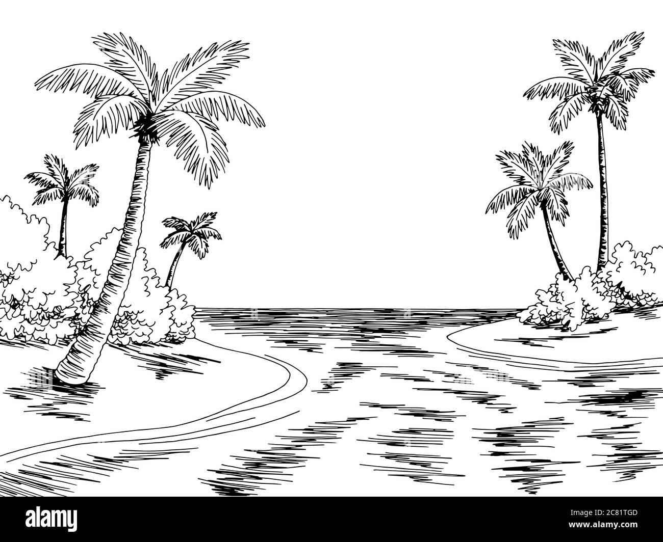 Island Beach Drawing