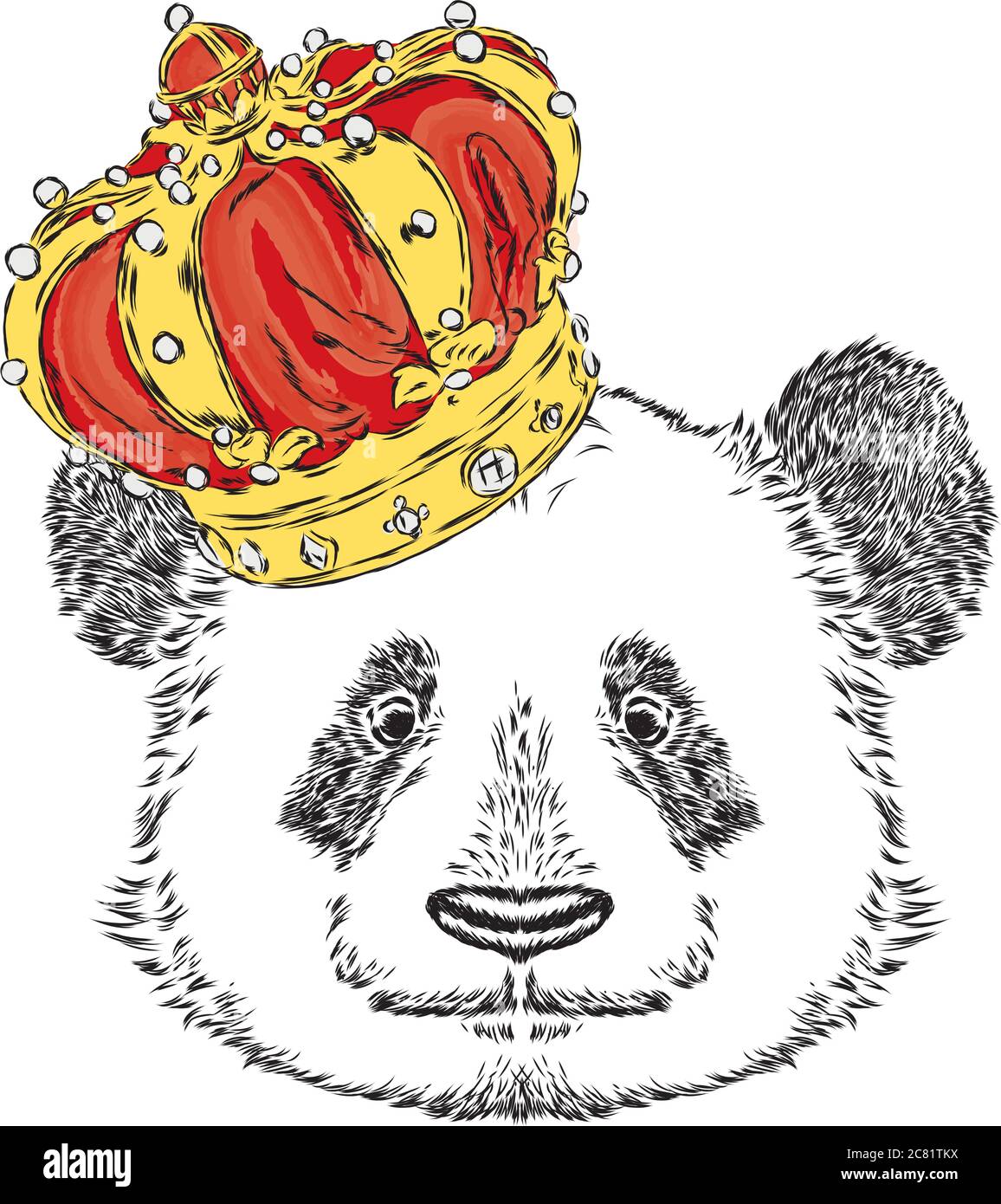 Funny panda in the crown. Vector illustration Stock Vector Image & Art ...