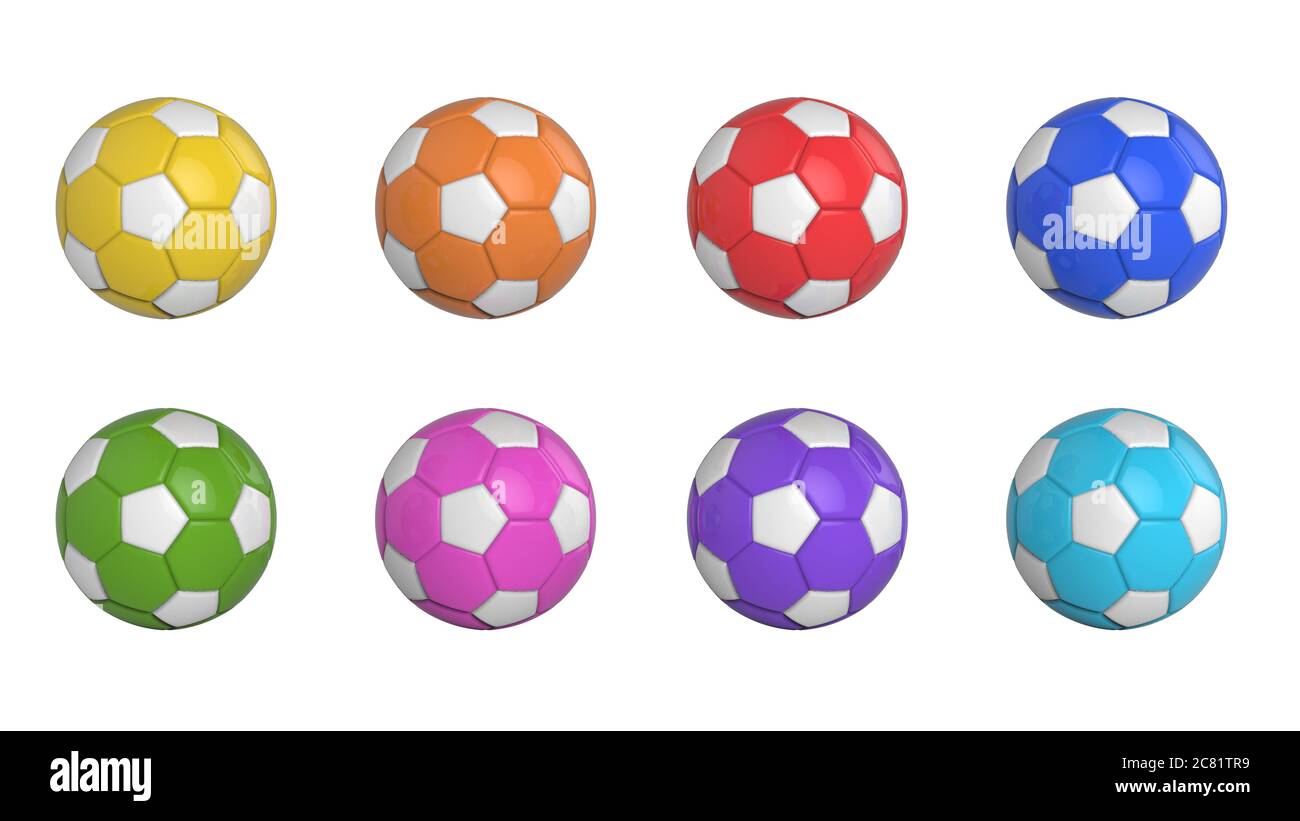 color soccer balls plastic leather metal fabric ball isolated on black ...
