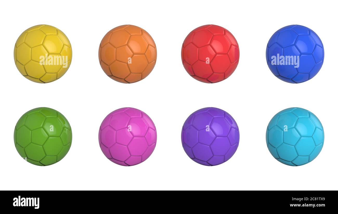 color soccer balls plastic leather metal fabric ball isolated on black ...