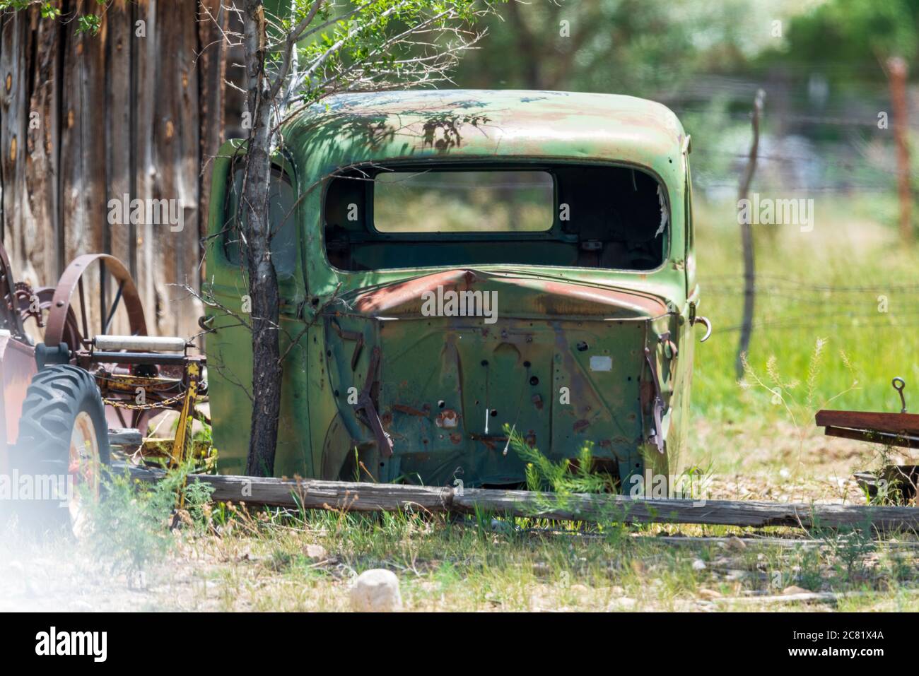 Antique pick-up truck in ranch field; Salida; Colorado; USA Stock Photo ...
