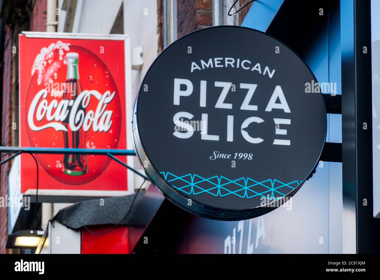 American Pizza Slice takeaway in Liverpool Stock Photo - Alamy