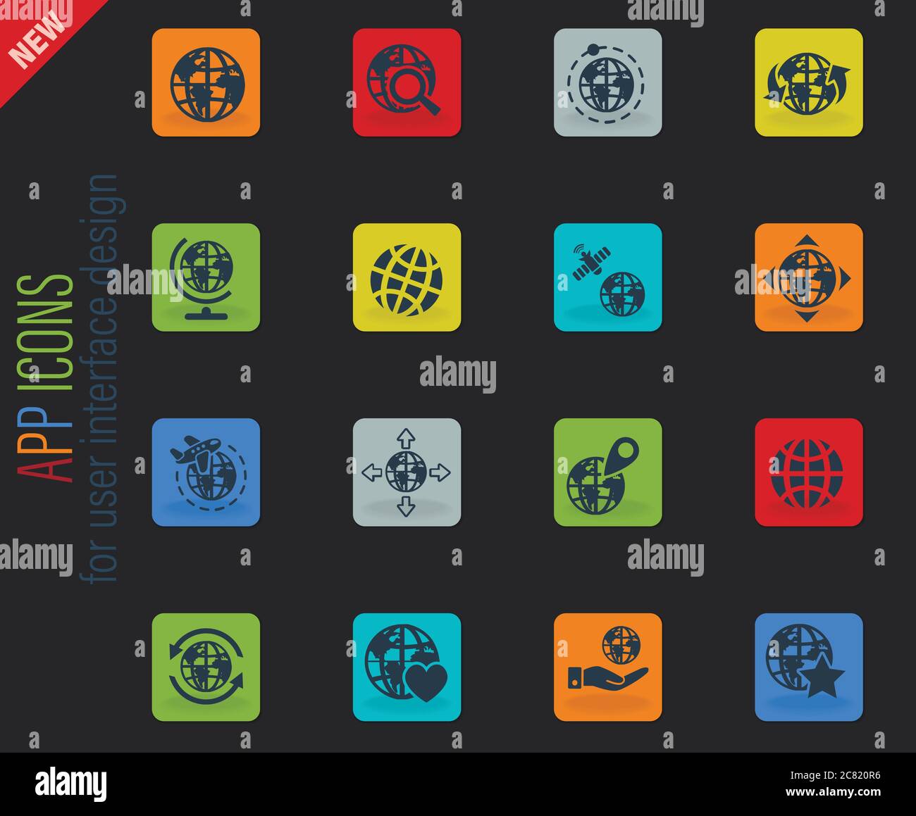 globes icon set Stock Vector Image & Art - Alamy