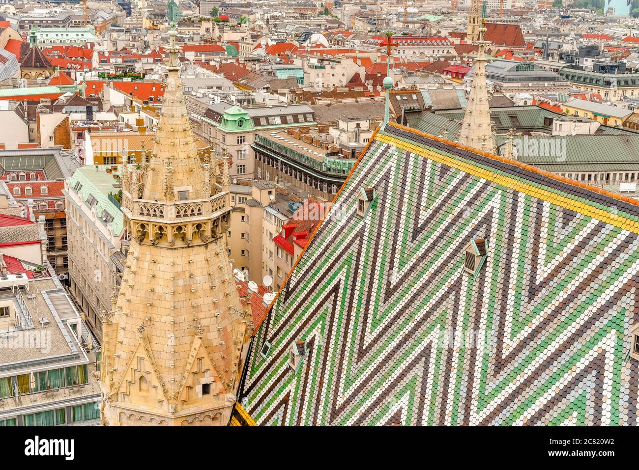 Vienna panorama view from St. Stephan's cathedral Austria Stock Photo ...