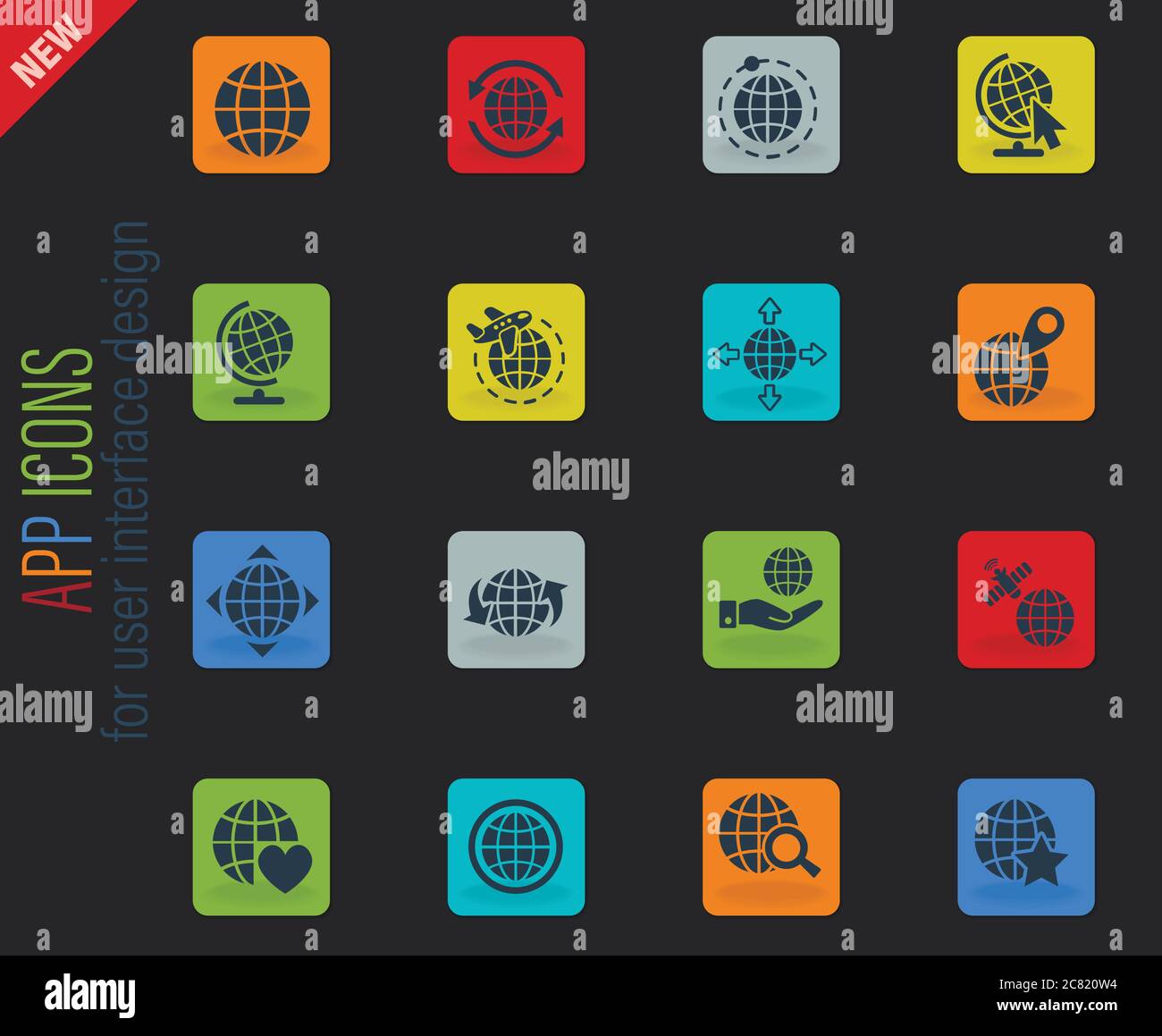 globes icon set Stock Vector Image & Art - Alamy