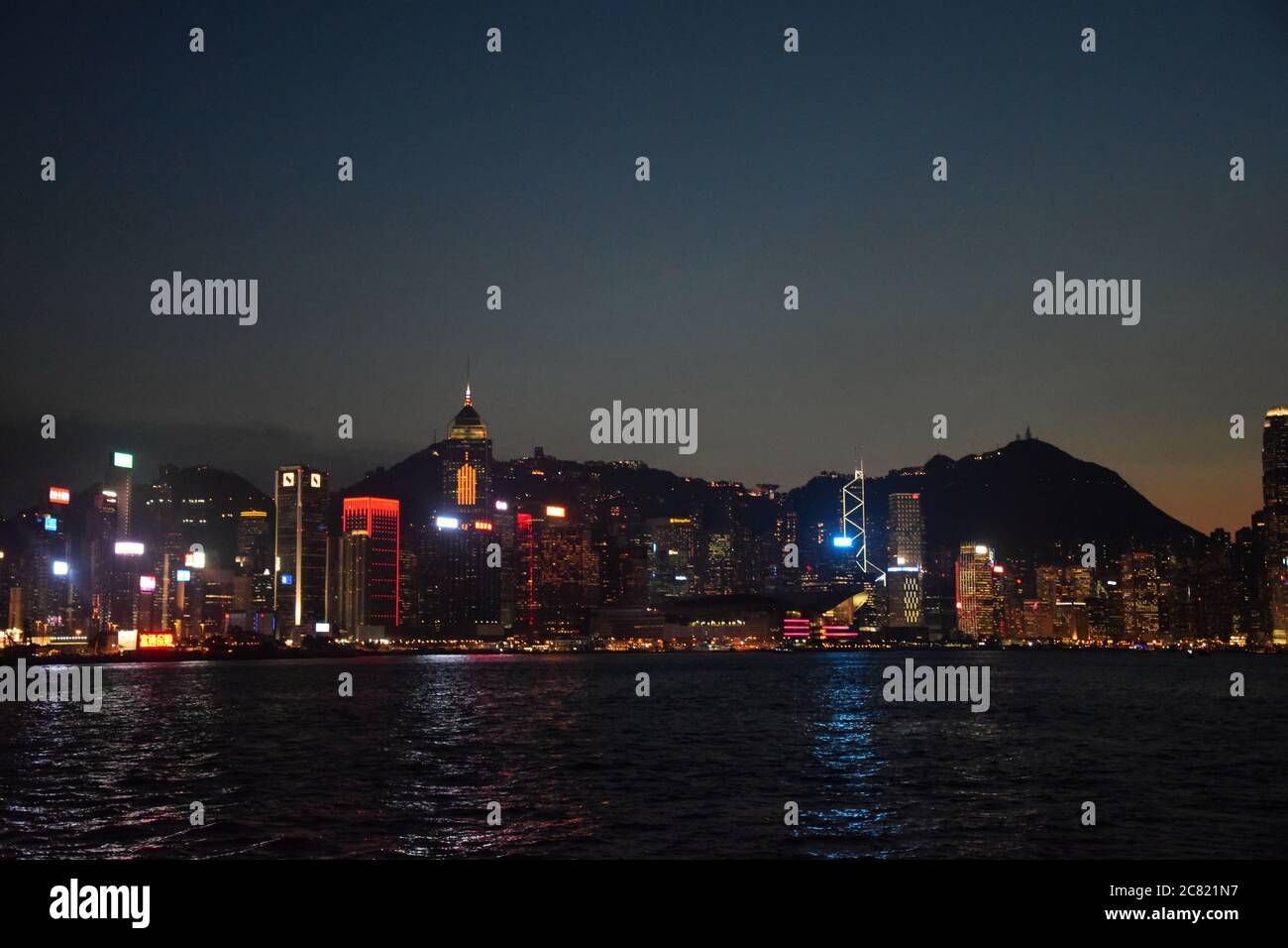 Skyline of Hong Kong by Night Stock Photo - Alamy