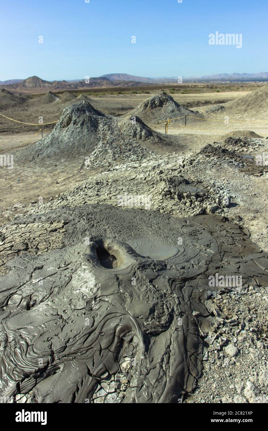 Mud volcanoes of Gobustan, Azerbaijan. Active volcanoes. Valley of ...