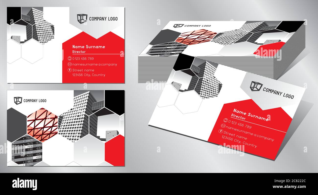 Businesscard template (85x55 mm) - modern office buildings Stock Vector ...