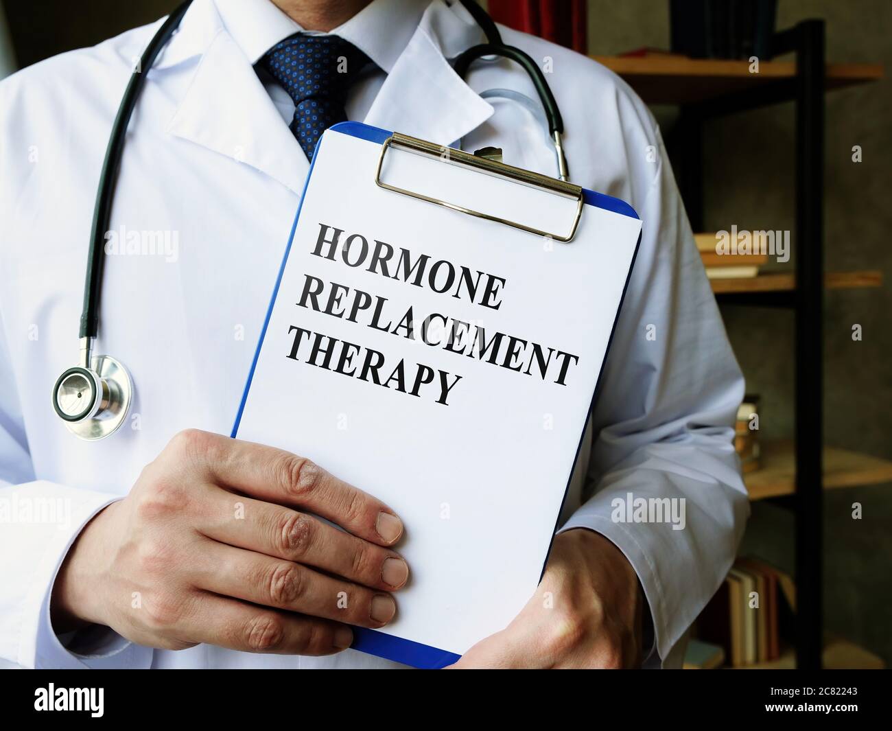 Doctor shows Hormone replacement therapy HRT information Stock Photo ...